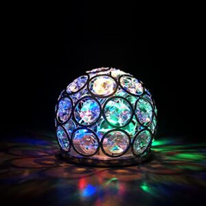 zipdiz crystal ball - crystal led light - christmas table decor - gold orbs decorative balls - lighted christmas ball - led light christmas decoration indoor use (3" multicolor, silver)