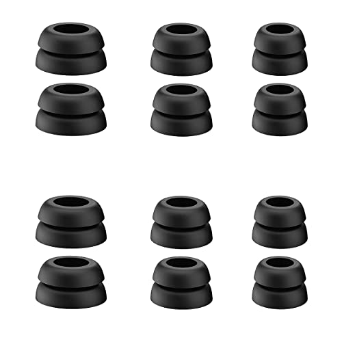 Luckvan Double Flange Ear Tips Anti-Slip Universal Silicone Earbuds Tips Replacement for Beats Earbuds Sony Sennheiser Earbuds Fit 5.5mm-7mm Nozzle 6 Pairs LMS Black