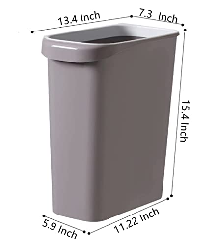 YINGying 2022Plastic Garbage Can with Handle Small Wastebasket Slim Garbage Can 5 Gallon Rectangular Trash Can for Kitchen, Bathroom, Bedroom, Home Office,Gray