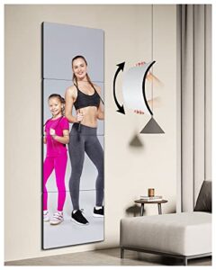 nosplit unbreakable gym mirrors for home wall,kids safe shatterproof full length workout extra thick1/8 48''x12'',child acrylic plastic non glass long body mirror, bedroom door tiles, silver