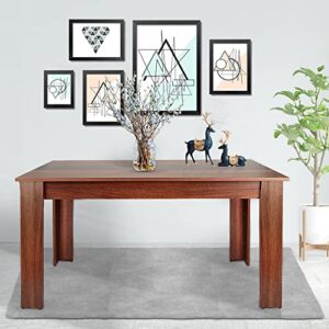 MKJLWO Wooden Dining Table for 4 to 6，Rectangular Dining Room Table Wood Kitchen Table Rustic Farmhouse Dinner Table Restaurant Tables，Walnut