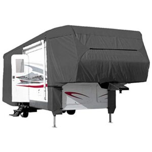 neh durable waterproof tear-resistant 5th wheel rv motorhome cover fits length 37'-41' feet new fifth wheel travel trailer camper zippered panels 500d polyester fabric