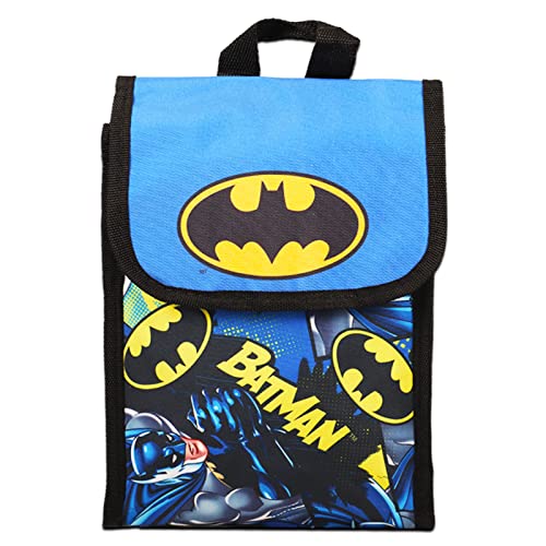 Detective Store Batman Backpack and Lunch Bag for Boys Girls Kids -- 5 Pc Bundle with 16'' Batman School Backpack Bag, Lunch Box, Water Bottle, and More | Batman School Supplies