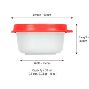 Condiment Cups container with Lids- 8 pk. 1 oz.Salad Dressing Container to go Small Food Storage Containers with Lids- Sauce Cups Leak proof Reusable Plastic BPA free for Lunch Box Picnic Travel (Red)