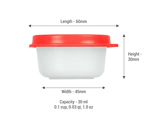 Condiment Cups container with Lids- 8 pk. 1 oz.Salad Dressing Container to go Small Food Storage Containers with Lids- Sauce Cups Leak proof Reusable Plastic BPA free for Lunch Box Picnic Travel (Red)