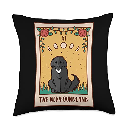 Funny Dog Newfoundland Gift for Men & Women Tarot Card Magic Occultism Dog Newfoundland Throw Pillow, 18x18, Multicolor