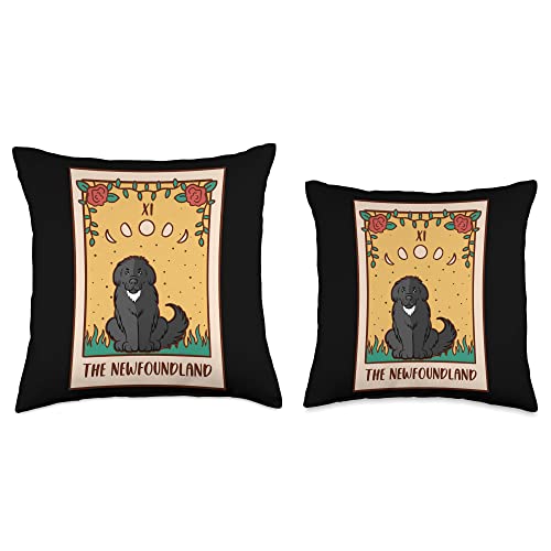 Funny Dog Newfoundland Gift for Men & Women Tarot Card Magic Occultism Dog Newfoundland Throw Pillow, 18x18, Multicolor