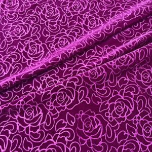 Vintage Rose 3D Embossed Velvet Fabric by The Yard Fashion Upholstery Velvet Fabric (59.06 x 36 Inches/Yard Dragon Fruit 2yard)