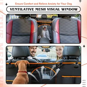 Dog Car Seat Cover, Nobleza Convertible Nonslip Waterproof Dog Backseat Hammock for Car with Mesh Visual Window and Zipper Side Flaps, Pet Scratch Resistant Rear Car Seat Protector for Dogs, 54*58 in