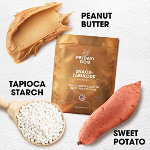 Friday's Dog Peanut Butter Coated Sweet Potato Fries | Great Source of Protein & Fiber | Healthy Soft Dog Treats | 3 Real Ingredients | Grain & Gluten Free | Natural Vitamins Dogs