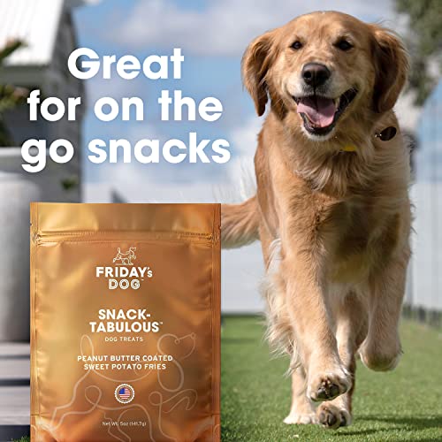 Friday's Dog Peanut Butter Coated Sweet Potato Fries | Great Source of Protein & Fiber | Healthy Soft Dog Treats | 3 Real Ingredients | Grain & Gluten Free | Natural Vitamins Dogs