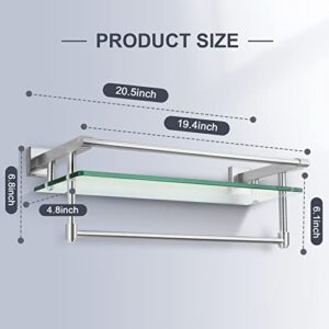 Bathroom Glass Shelf Towel Rack Shelf Glass Organizer Wall-Mounted Bathroom Storage SUS304 Stainless Steel Towel bar/Track Wall-Mounted Tempered Glass Stainless Steel Shelf Brushed Nickel