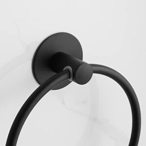 Besteffie Adhesive Towel Ring Self Adhesive Hand Towel Ring Stainless Steel Rustproof Bathroom Towel Holder Wall Mount SUS 304 Stainless Steel Matte Black,Bathroom Hand Towel Holder