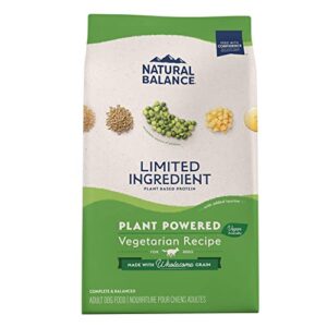 natural balance limited ingredient adult dry dog food with vegan plant based protein and healthy grains, vegetarian recipe, 24 pound (pack of 1)