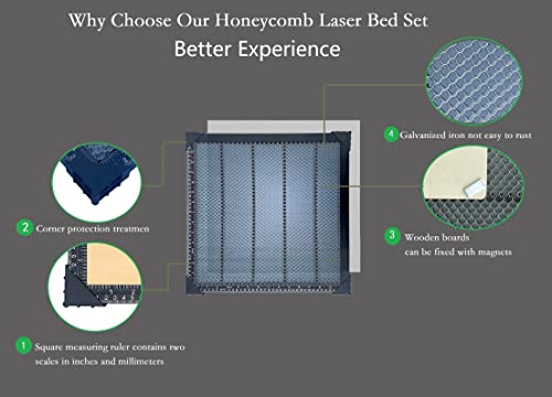 Honeycomb Laser Bed 19.7 x 19.7 x 0.8 Inch Honeycomb Working Table for Laser Engraver Cutting Machine, Honeycomb Working Panel with Aluminum Plate