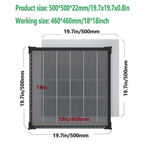 Honeycomb Laser Bed 19.7 x 19.7 x 0.8 Inch Honeycomb Working Table for Laser Engraver Cutting Machine, Honeycomb Working Panel with Aluminum Plate