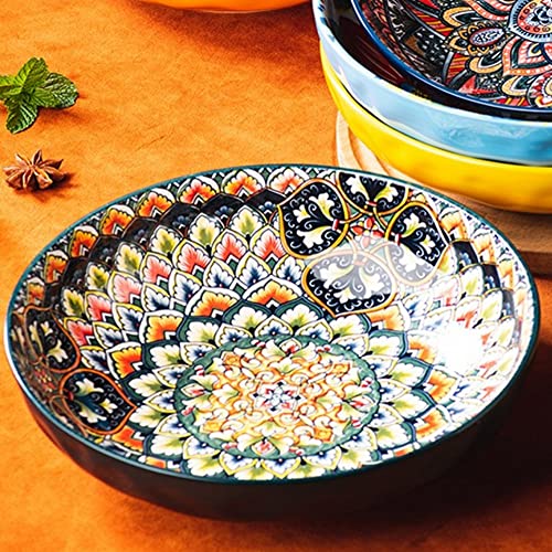 Qlans Serving Bowls 10.2inch 75 Oz Fruit Bowls Salad Bowls, Pasta Bowl Set of 2, Serving Dishes for Entertaining, Vibrant Color Large Bowls for Party,Microwave & Dishwasher Safe （Multicolor）