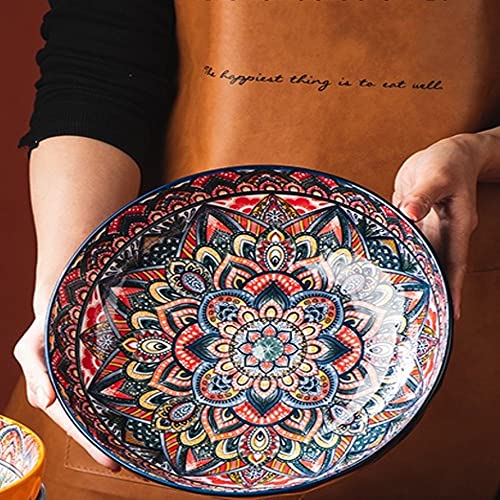 Qlans Serving Bowls 10.2inch 75 Oz Fruit Bowls Salad Bowls, Pasta Bowl Set of 2, Serving Dishes for Entertaining, Vibrant Color Large Bowls for Party,Microwave & Dishwasher Safe （Multicolor）