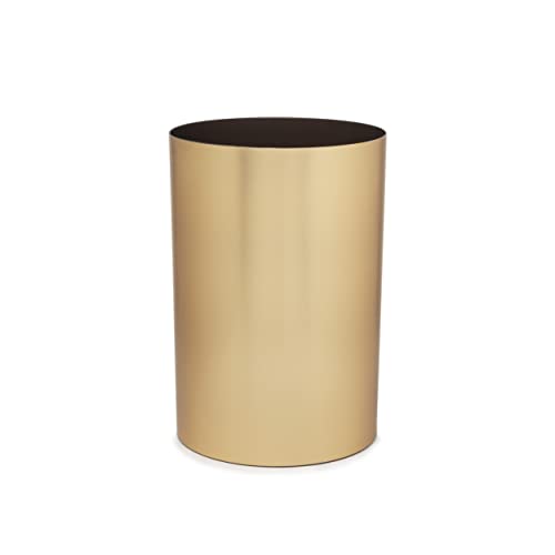 Umbra Metalla Small Trash Durable Garbage Can Waste Basket for Bathroom, Bedroom, Office and More, Gold,4.5 Gallons