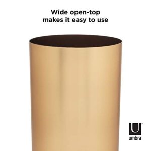 Umbra Metalla Small Trash Durable Garbage Can Waste Basket for Bathroom, Bedroom, Office and More, Gold,4.5 Gallons