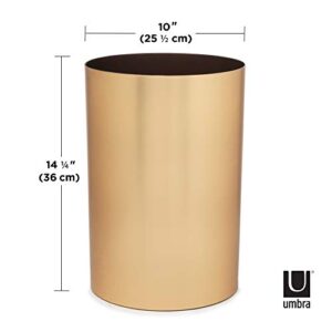 Umbra Metalla Small Trash Durable Garbage Can Waste Basket for Bathroom, Bedroom, Office and More, Gold,4.5 Gallons