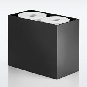 mDesign Tall Steel Floor Stand Toilet Paper Organizer, 4-Roll Tissue Storage Holder Container Bin for Bathroom, Fits Under Sink, Vanity, Shelf, in Cabinet, or Corner, Metro Collection - Matte Black