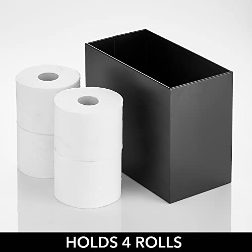 mDesign Tall Steel Floor Stand Toilet Paper Organizer, 4-Roll Tissue Storage Holder Container Bin for Bathroom, Fits Under Sink, Vanity, Shelf, in Cabinet, or Corner, Metro Collection - Matte Black