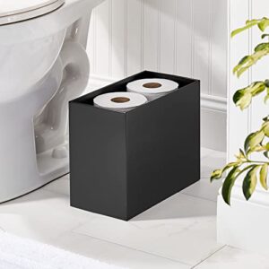 mDesign Tall Steel Floor Stand Toilet Paper Organizer, 4-Roll Tissue Storage Holder Container Bin for Bathroom, Fits Under Sink, Vanity, Shelf, in Cabinet, or Corner, Metro Collection - Matte Black