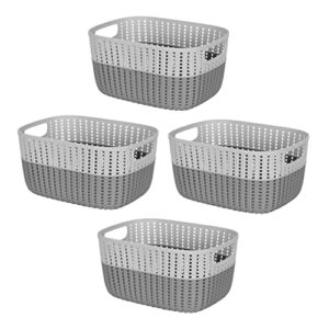 simplify 4 pack 2 tone sailor knot storage tote | decorative basket | closet organization | de-clutter | accessories | toys | bathroom organization | medium | grey/grey