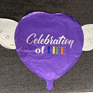 Celebration of LIFE Heavenly Balloons heart shaped with angel wings (Purple)