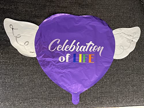 Celebration of LIFE Heavenly Balloons heart shaped with angel wings (Purple)