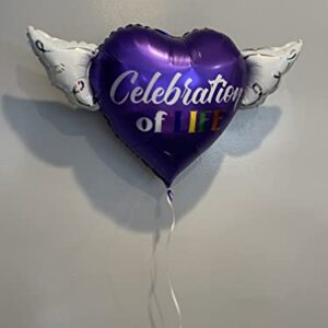 Celebration of LIFE Heavenly Balloons heart shaped with angel wings (Purple)