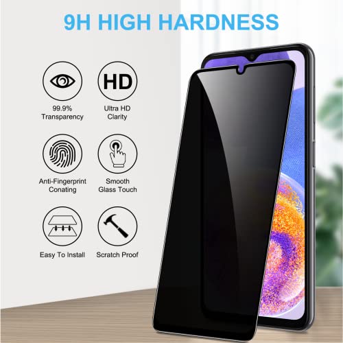 [2 Pack] for Samsung Galaxy A23 5G / 4G Privacy Screen protector, LYWHL Anti-Spy Tempered Glass 9H Hardness Protector Film for Galaxy A23 6.6” 2022, Anti Scratch Bubble free Easy Install Case Friendly - Black