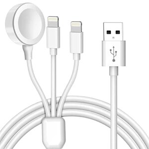 3 in 1 Watch and Phone Charger Cables, 4FT USB Multi Fast Charging Cord Compatible with Apple iPhone 14/13/12/11/Pro/Max/XR/XS/XS Max/X, iWatch Series 8/7/6/SE/5/4/3/2/1, Airpods and iPad Series