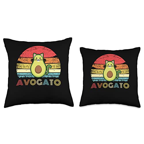 Avagato Cat Design Avogato Avocado Throw Pillow, 18x18, Multicolor