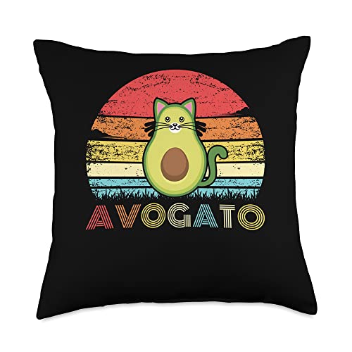 Avagato Cat Design Avogato Avocado Throw Pillow, 18x18, Multicolor