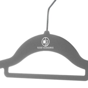 Closet Accessories 50 Pack Velvet Hangers Study Heavy Duty Hangers Including Tie Bar, Notches, and 360° Chrome Hook. (Gray)