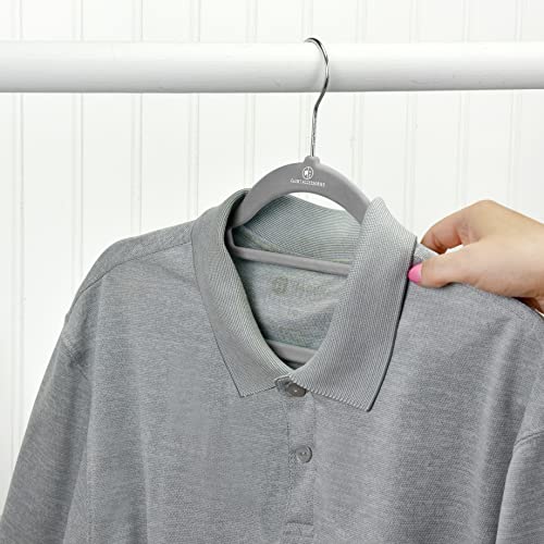 Closet Accessories 50 Pack Velvet Hangers Study Heavy Duty Hangers Including Tie Bar, Notches, and 360° Chrome Hook. (Gray)