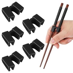 5 pieces reusable chopstick helper training chopsticks hinges connector training chopstick for adults, beginner, trainers or learner (black)