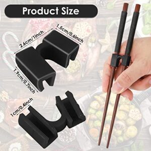 5 Pieces Reusable Chopstick Helper Training Chopsticks Hinges Connector Training Chopstick for Adults, Beginner, Trainers or Learner (Black)