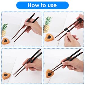 5 Pieces Reusable Chopstick Helper Training Chopsticks Hinges Connector Training Chopstick for Adults, Beginner, Trainers or Learner (Black)