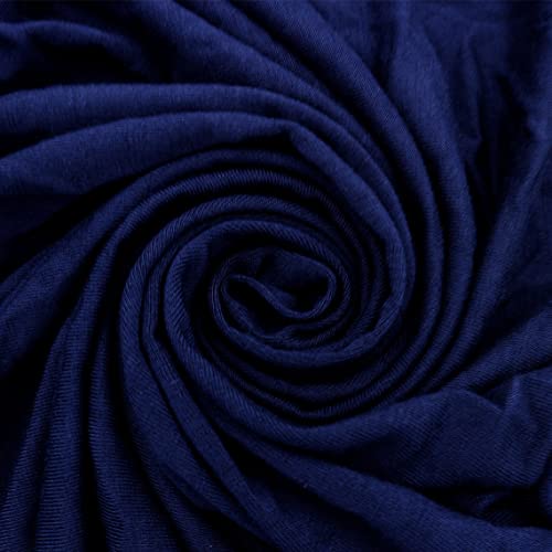 Texco Inc Siro Stretch Rayon Jersey Knit Apparel Fabric, Navy B 1 Yard