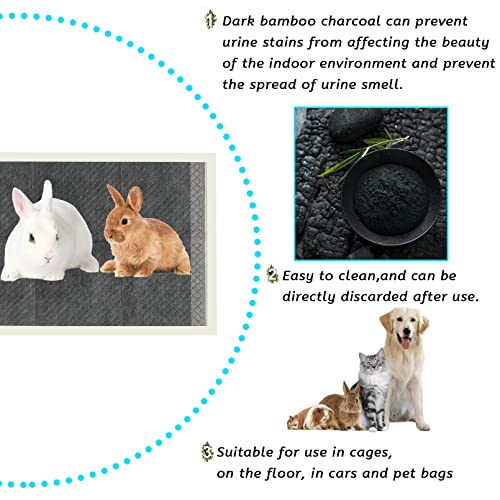 kathson 100 Piece Rabbit Pee Pads,Disposable Pet Pees Pad,Cage Black Carbon Liner,Super Absorbent Leak Proof Cushion Reduce Odor Bunny Training Accessories for Puppy Kitten Hamsters Hedgehog(S)