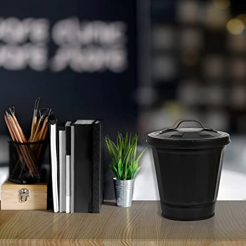 Ipetboom Trash Cans 2PCS Countertop Trash Can with Lid Desktop Tin Trash Bucket Mini Waste Paper Bucket Iron Garbage Pail Can Pencil Cup Holder for Home Kitchen Bedroom Metal Bin Trash Cans Lint Bin