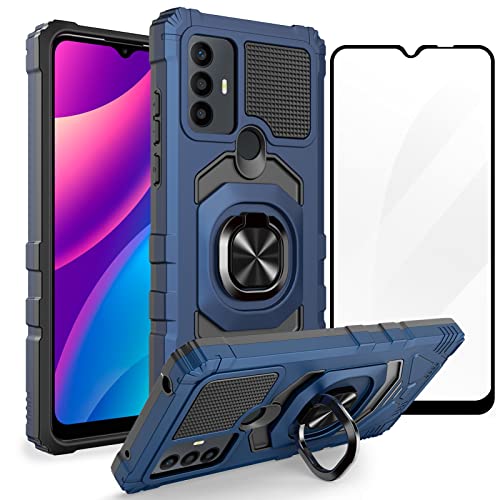 Ailiber Case for TCL 30 SE, TCL 30 SE Phone Case with Screen Protector, Ring Kickstand for Magnetic Car Mount Military Grade, Heavy Duty Shockproof Protective Cover for TCL TCL 30E/30 SE 6.52”-Blue