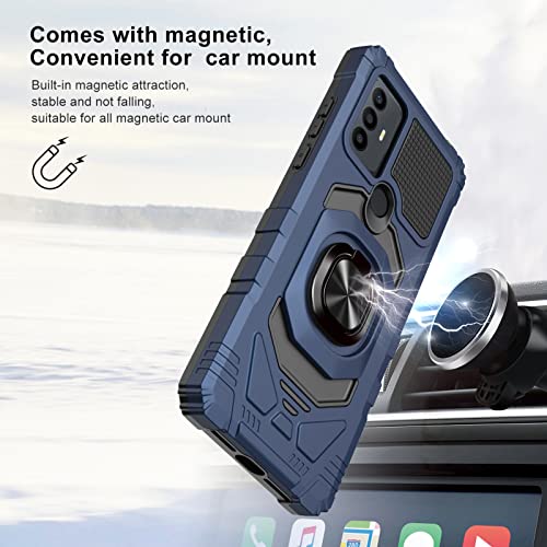 Ailiber Case for TCL 30 SE, TCL 30 SE Phone Case with Screen Protector, Ring Kickstand for Magnetic Car Mount Military Grade, Heavy Duty Shockproof Protective Cover for TCL TCL 30E/30 SE 6.52”-Blue