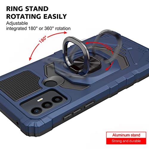 Ailiber Case for TCL 30 SE, TCL 30 SE Phone Case with Screen Protector, Ring Kickstand for Magnetic Car Mount Military Grade, Heavy Duty Shockproof Protective Cover for TCL TCL 30E/30 SE 6.52”-Blue