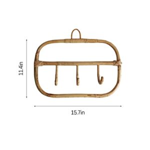 BETYMAO Rattan Wall Hooks Handmade Natural Organizer Rack Hanging Hook Rattan Hanger Handmade Wall Mounts for Towel Kids Garments Clothes Hat Room Decor