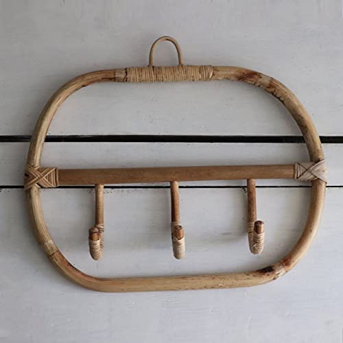 BETYMAO Rattan Wall Hooks Handmade Natural Organizer Rack Hanging Hook Rattan Hanger Handmade Wall Mounts for Towel Kids Garments Clothes Hat Room Decor