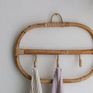 BETYMAO Rattan Wall Hooks Handmade Natural Organizer Rack Hanging Hook Rattan Hanger Handmade Wall Mounts for Towel Kids Garments Clothes Hat Room Decor